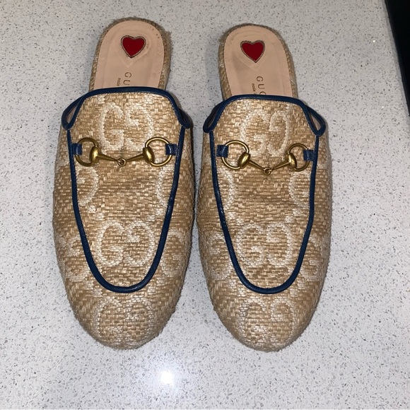 Gucci | Shoes | Gucci Raffia Loafer Mule Size 8 2 | Poshmark